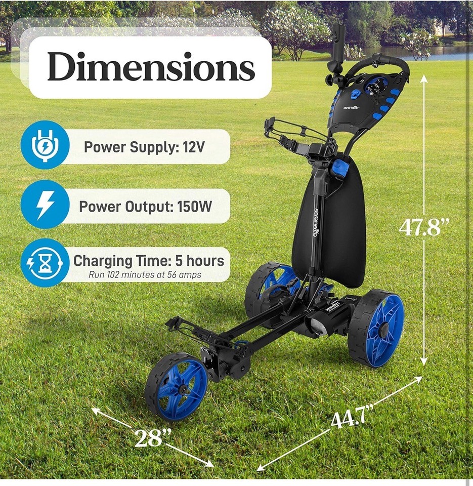 Motorized Electric Golf Caddy Foldable Rechargeable Aluminum Serene ...