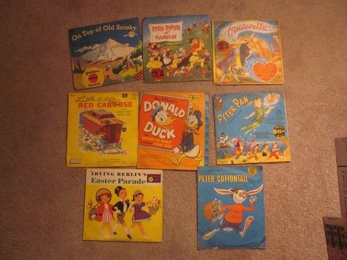 8 - 7" lot Peter Pan, Cinderella, Pied Piper, Donald Duck, Irving ...