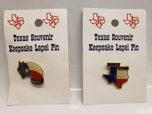 New Lot of 2 Travel Lapel Pins Armadilo & State Shape Howdy From Texas ...
