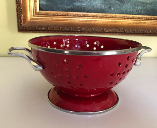 Golden Rabbit Enamelware Petite 1 Quart Colander, Red | eBay