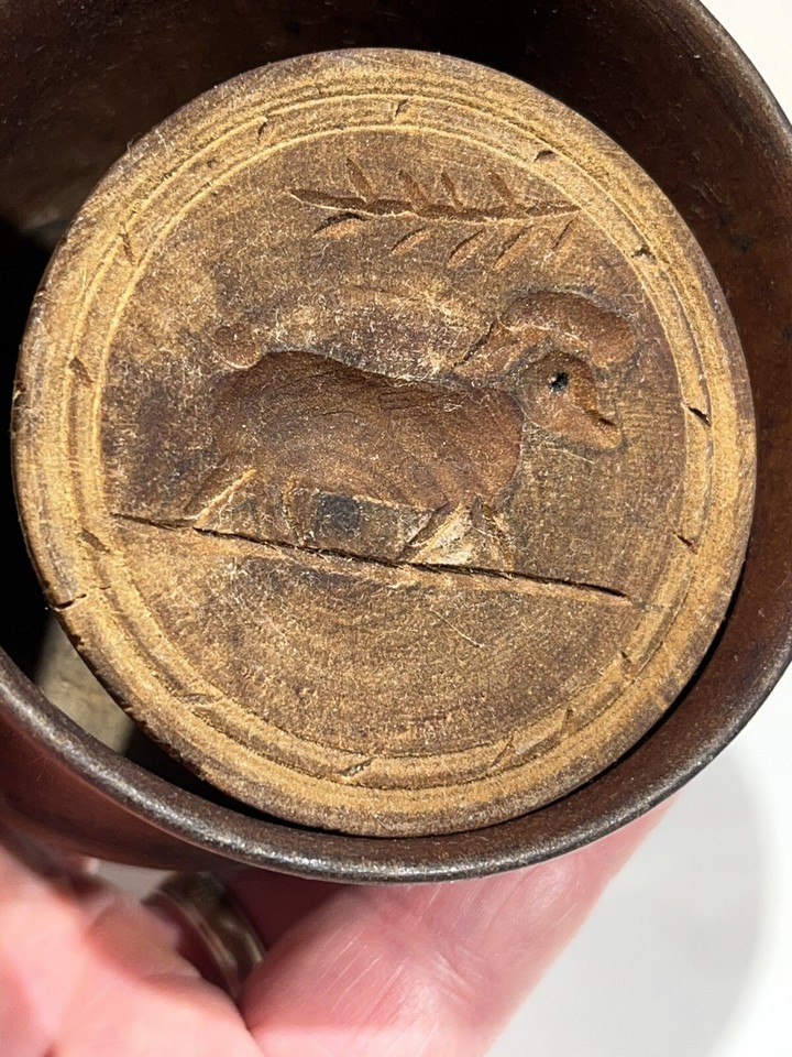 Antique Hand Carved Sheep Ram ? Butter Mold w/ Bullet Shape Handle | eBay