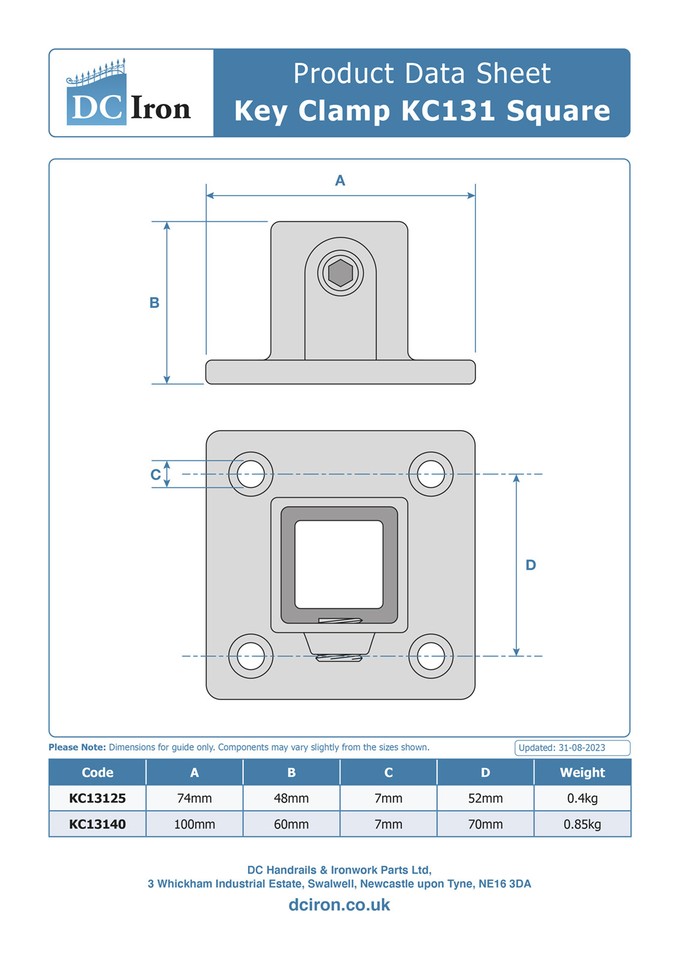 Industrial Handrail Galvanised Mild Steel Square Key Clamp Fittings Box ...