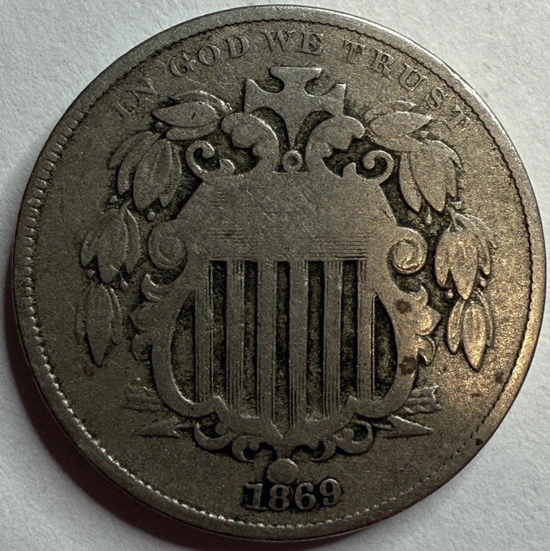 1869 Shield Nickel 5c Exact Coin Imaged #SN68 | eBay