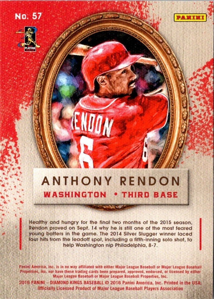 2016 Panini Diamond Kings Anthony Rendon #57 Washington Nationals ...