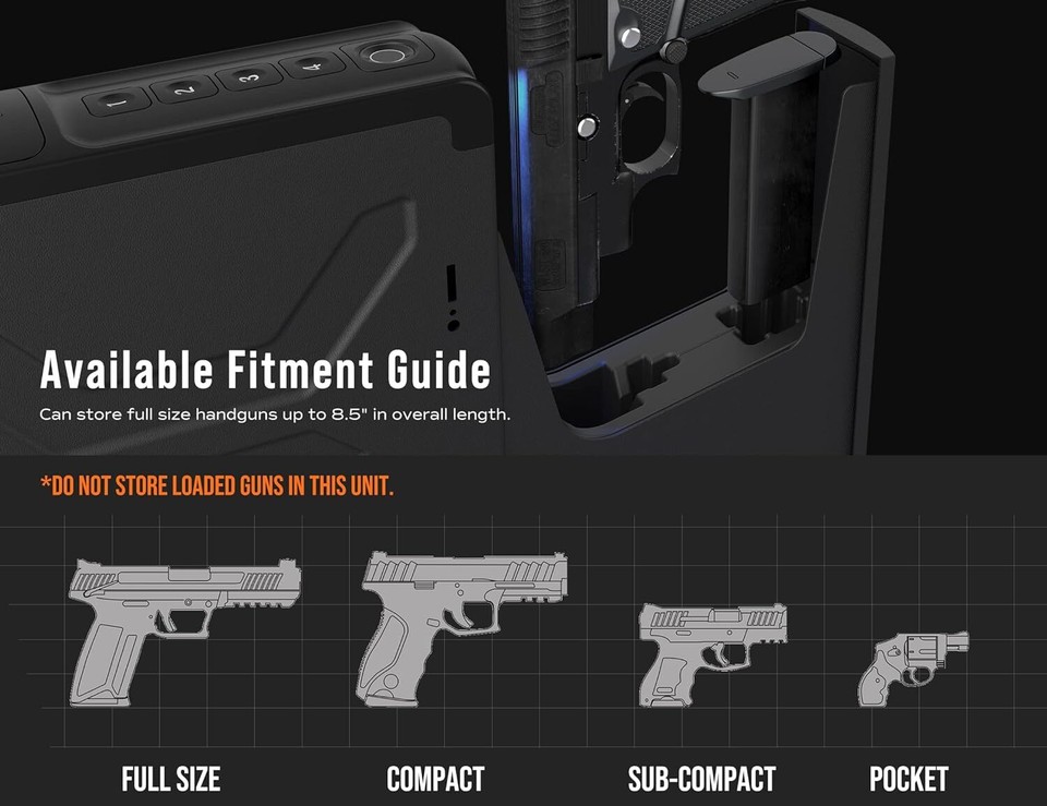 RPN Gun Safe Mounted Biometric Nightstand Handgun Safe Quick Access ...