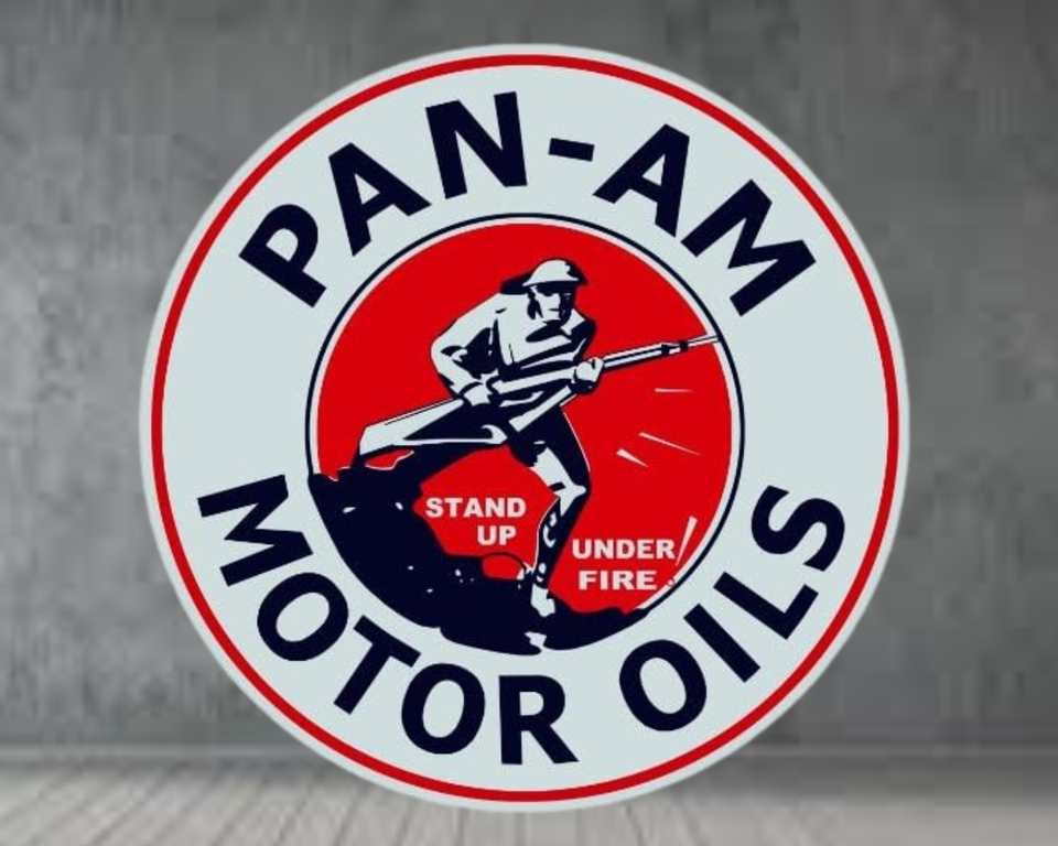 Pan AM Motor Oil Pure Porcelain Enamel Heavy Metal Sign 48 Inches ...