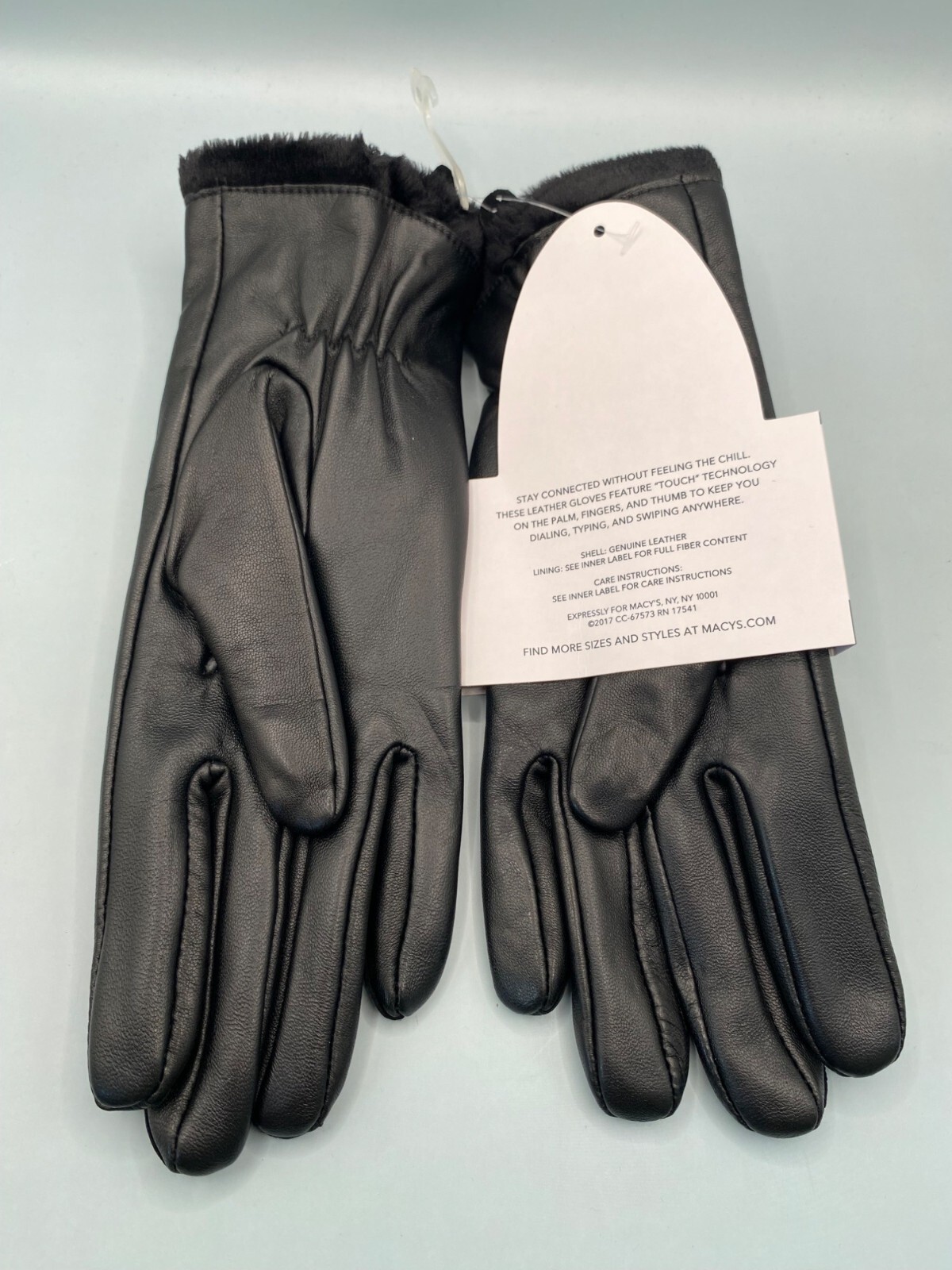 Charter Club Women's Black Micro Faux Fur Lined Leather Tech Gloves Size S NWT | eBay