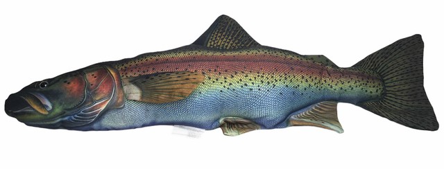 Large 29" Plush Rainbow Trout Tropical Fish Pillow Salamander Graphix ...