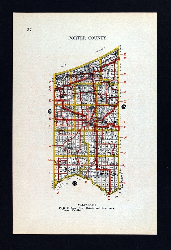 Valparaiso Porter County Indiana County Seat Map Indiana Porter Hi Res