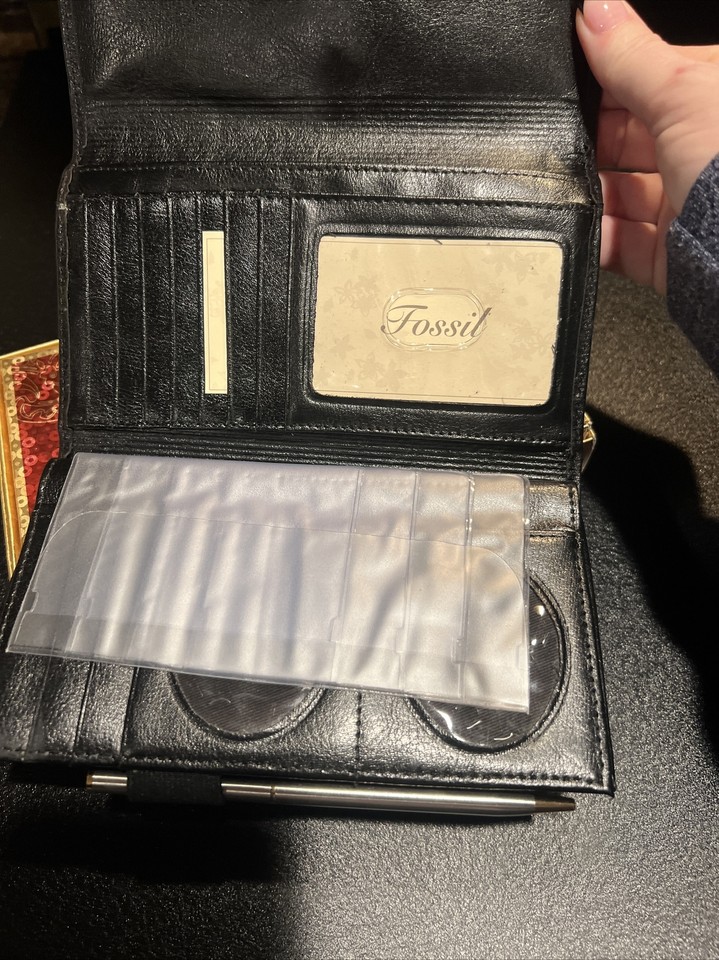 Fossil Black Soft Leather Checkbook Wallet Card Holder 7 X 3.5 NWB | eBay