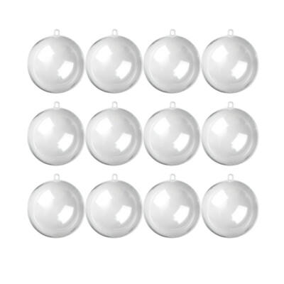 Set of 12 Clear Plastic Crafting Acrylic 100mm Fillable Ball Ornaments ...