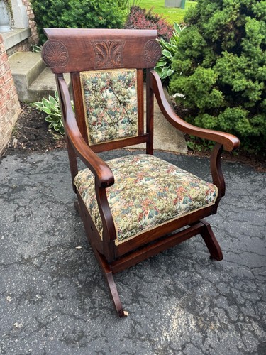 Antique Victorian Walnut Platform Tapestry Rocker - Beautiful! | eBay