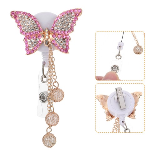 Clip on Id Badge Holder Retractable Name Tag Butterfly Lanyards for ...