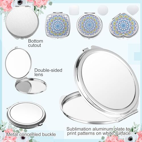 Pcs Sublimation Blanks Small Compact Mirror Bulk Folding Pocket Makeup ...