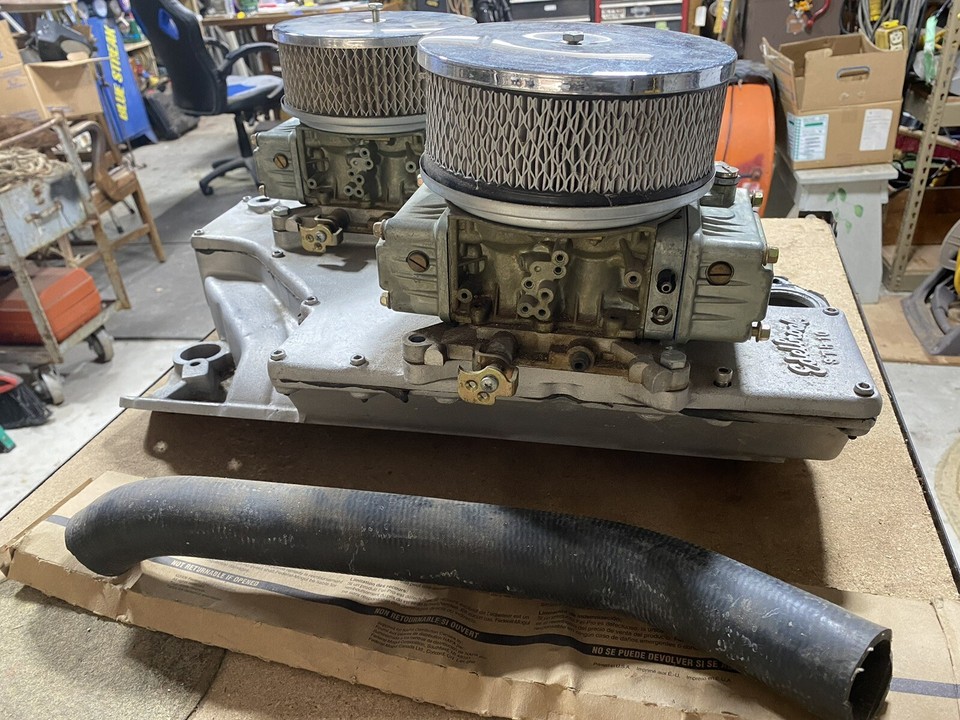 Edelbrock Dual Quad Manifold And Carbs For Small Block Chevy SBC ...