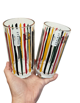 NEW 2 Hudson's Bay HBC Stripes Multistripe Acrylic Patio Glass 520ml | eBay