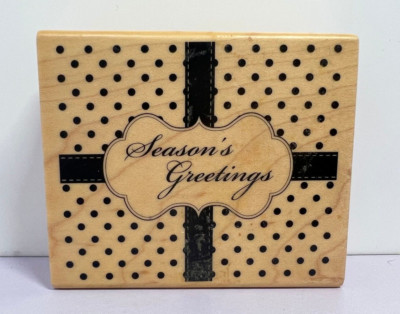 SEASONS GREETINGS PRESENT Christmas Greeting Card Rubber Stamp by ANW ...