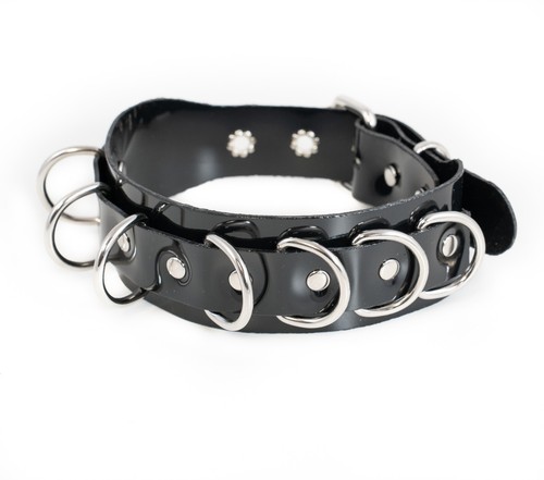 Vinyl PVC Large D Ring Choker Goth Punk Collar Necklace Costume | eBay