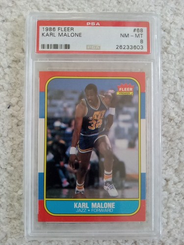 1986 Fleer #68 KARL MALONE Rookie PSA 8 NM-MT. Awesome card well ...