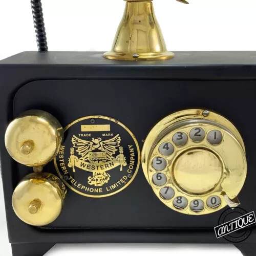 Beautiful Vintage Rotary Wooden Brass Antique Western Telephone Company ...