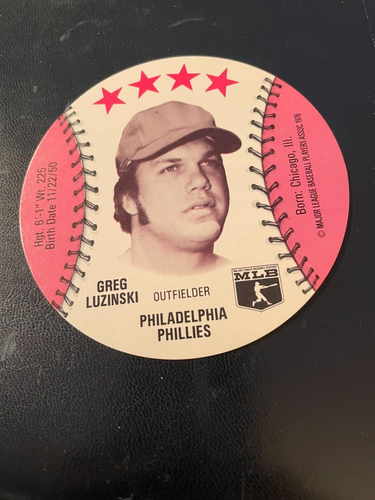 1976 Buckmans MSA Baseball Disc - Greg Luzinski - Philadelphia Phillies ...