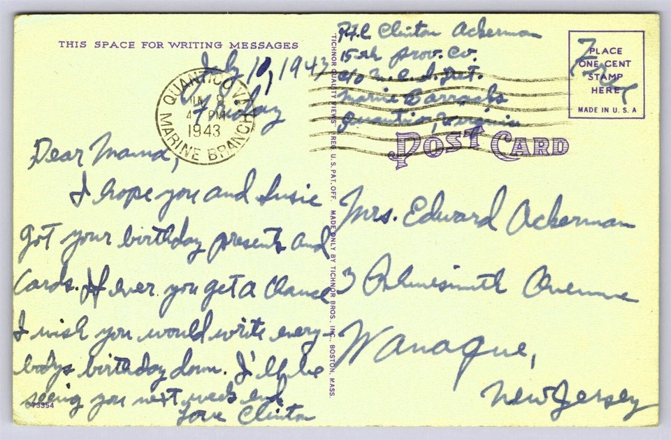 VA Quantico, Entrance to Marine Barracks, Old Car, Linen, Soldier Mail ...