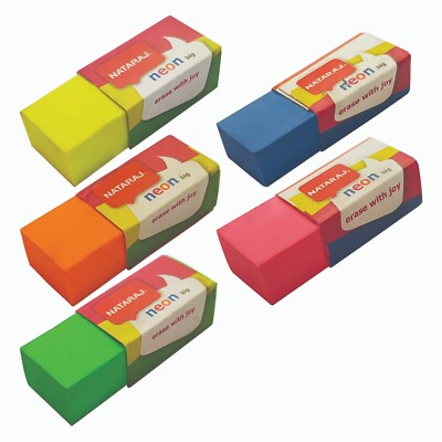 ERASERS RUBBER Colour Soft Medium Pencil Erasers NATARAJ School Office ...