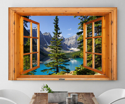 Window View Mountain Lake 08 Deco Dream Print Vacation POSTER / CANVAS ...