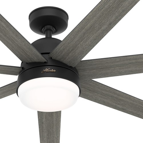 Hunter Fan 60 inch Casual Matte Black Indoor Ceiling Fan with Light Kit ...