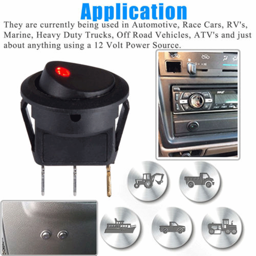 20PCS ROCKER SWITCH Toggle 12V Led Light Car Auto Boat Round ON/OFF ...