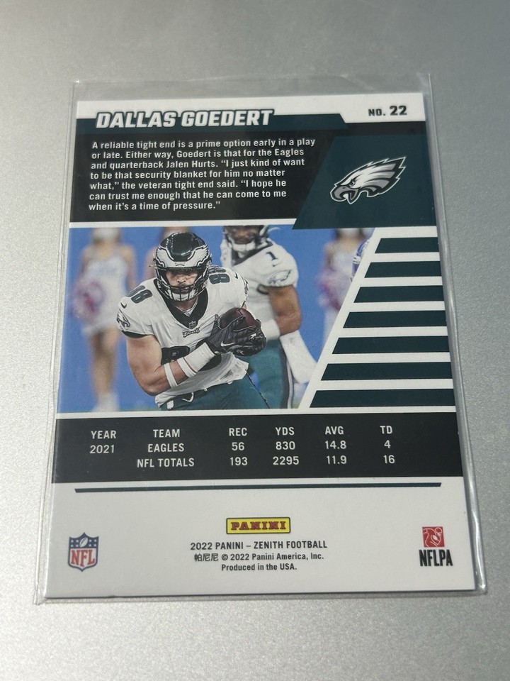 2022 Panini Zenith Dallas Goedert #22 Artist Proof Gold /10 ...