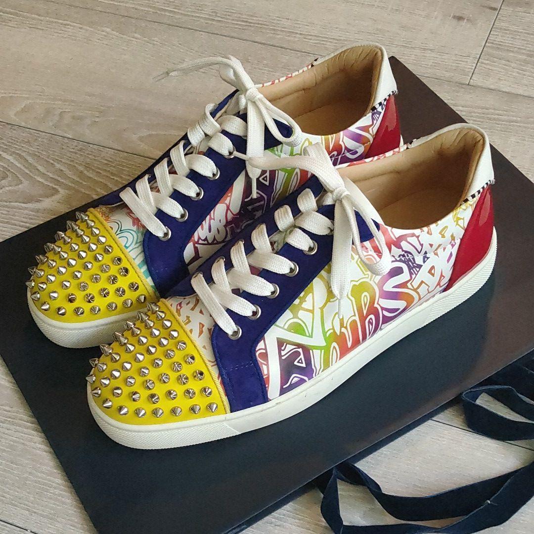 Christian Louboutin Graphic Design Blue Suede Yellow … - Gem