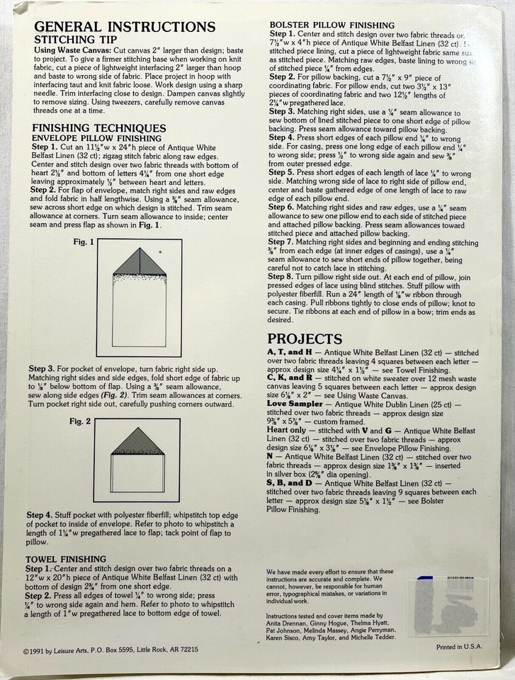 1991 Leisure Arts Say It With Roses 2110 Cross Stitch Pattern Booklet ...