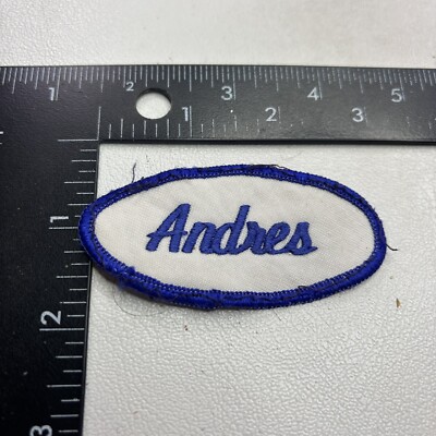 Vtg Fancy Cursive Blue Letter NAME ANDRES Patch (Uniform~ID~Workwear ...