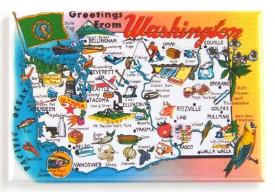 Greetings from Washington State (Map) FRIDGE MAGNET travel souvenir | eBay