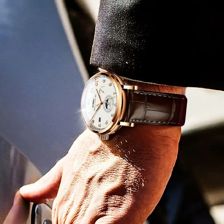 New LOBINNI Men's Mechanical Self-Winding Movement Watch - Rose Gold ...