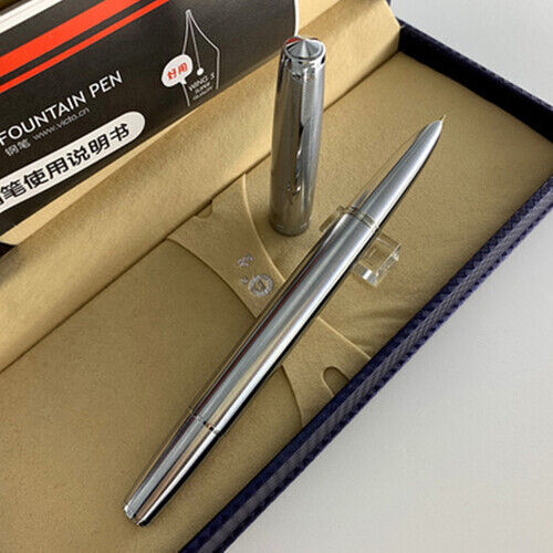 WS 601 Metal Steel Fountain Pen F 0.5/EF 0.38 14K Gold Nib Piston Ink ...