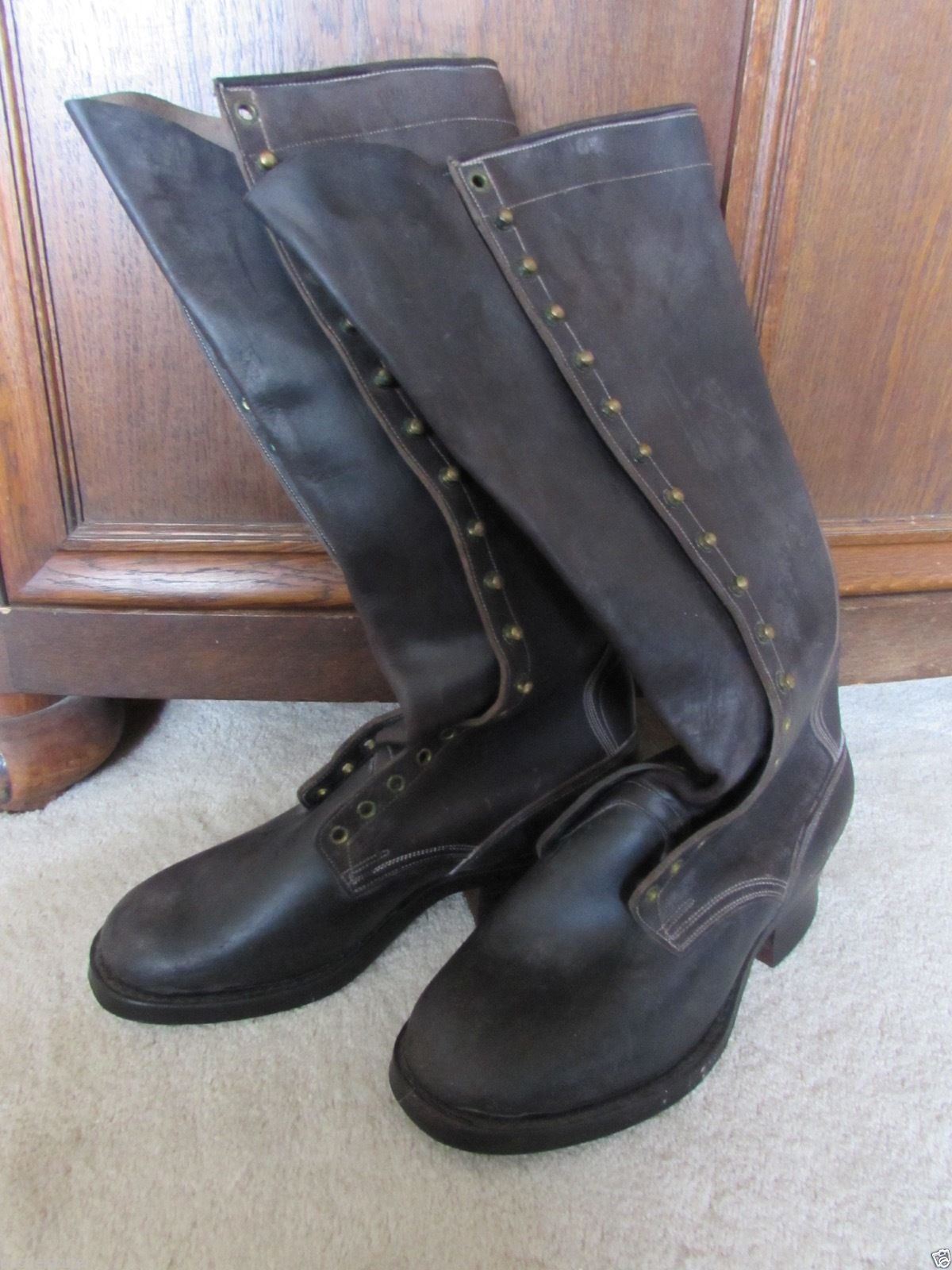 Vintage AA Cutter Co. Logger Hunter 17” Cork Boots Size 8 Leather ...