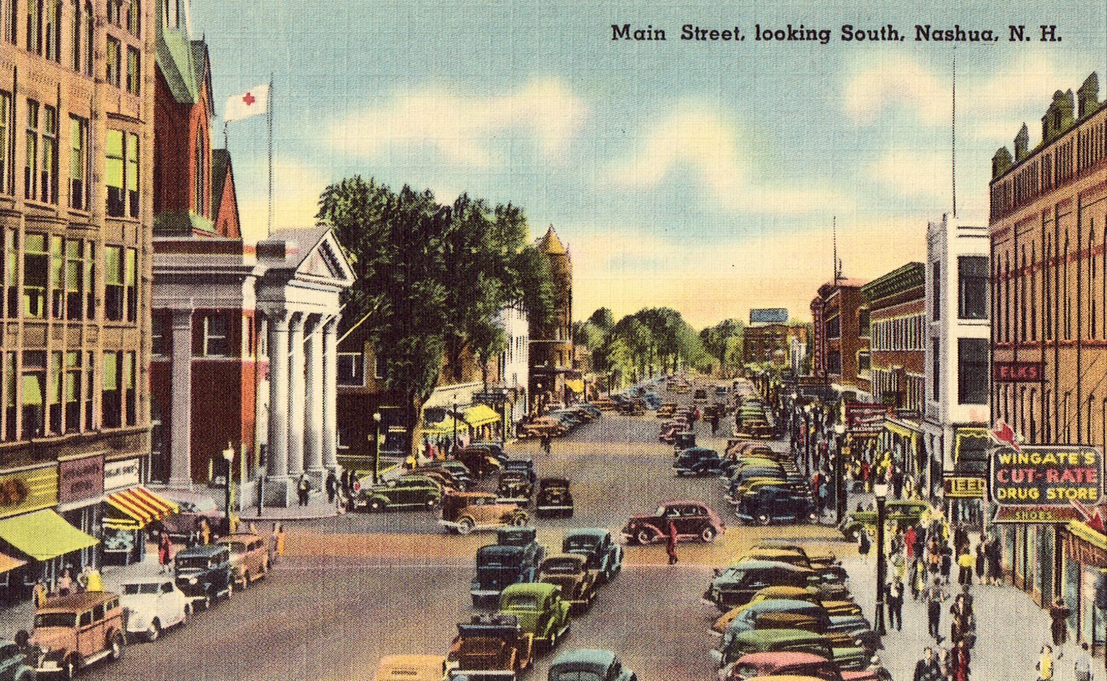 Main Street, Looking South - Nashua, New Hampshire Linen Postcard | eBay