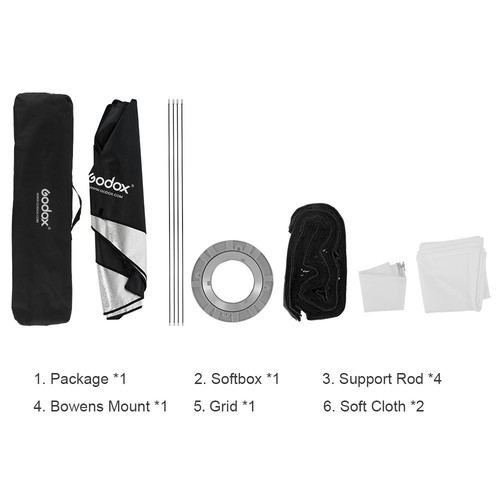 Godox 12x 47 30x120cm Honeycomb Grid Rectangular Softbox Photo Strobe ...