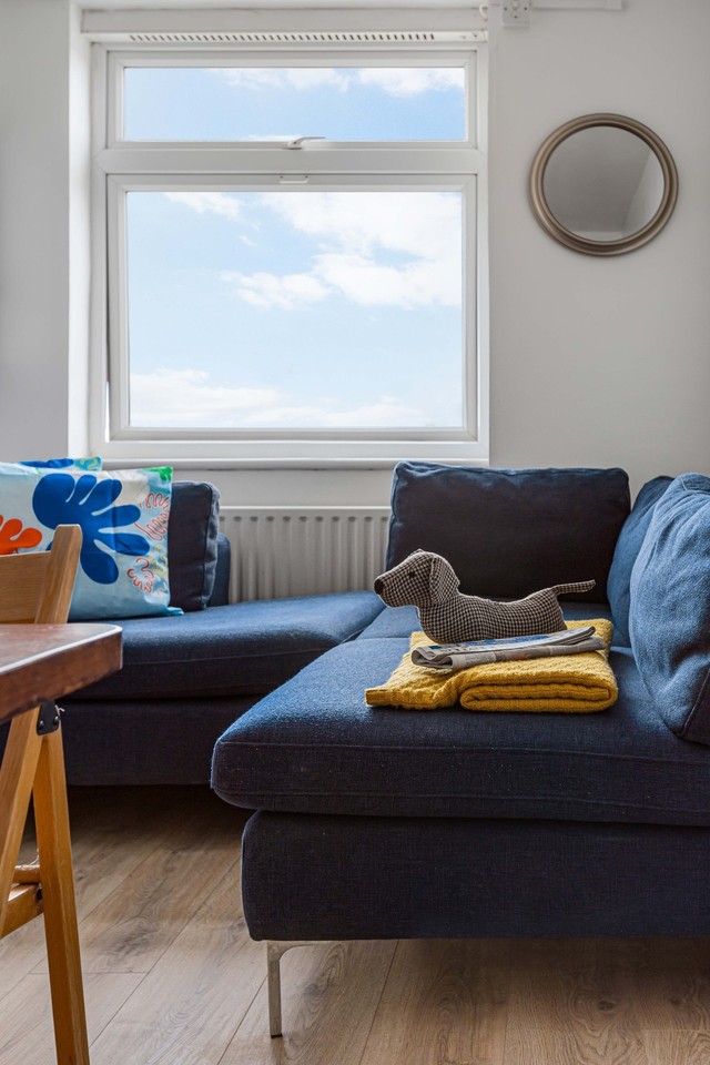 Made.com Navy Blue Right-Hand Chaise Sofa - RHF Corner Chaise Lounge ...