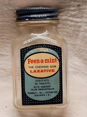 VINTAGE BOTTLE FEEN-A-MINT LAXATIVE ORIGINAL LABEL AND LID EMPTY | eBay