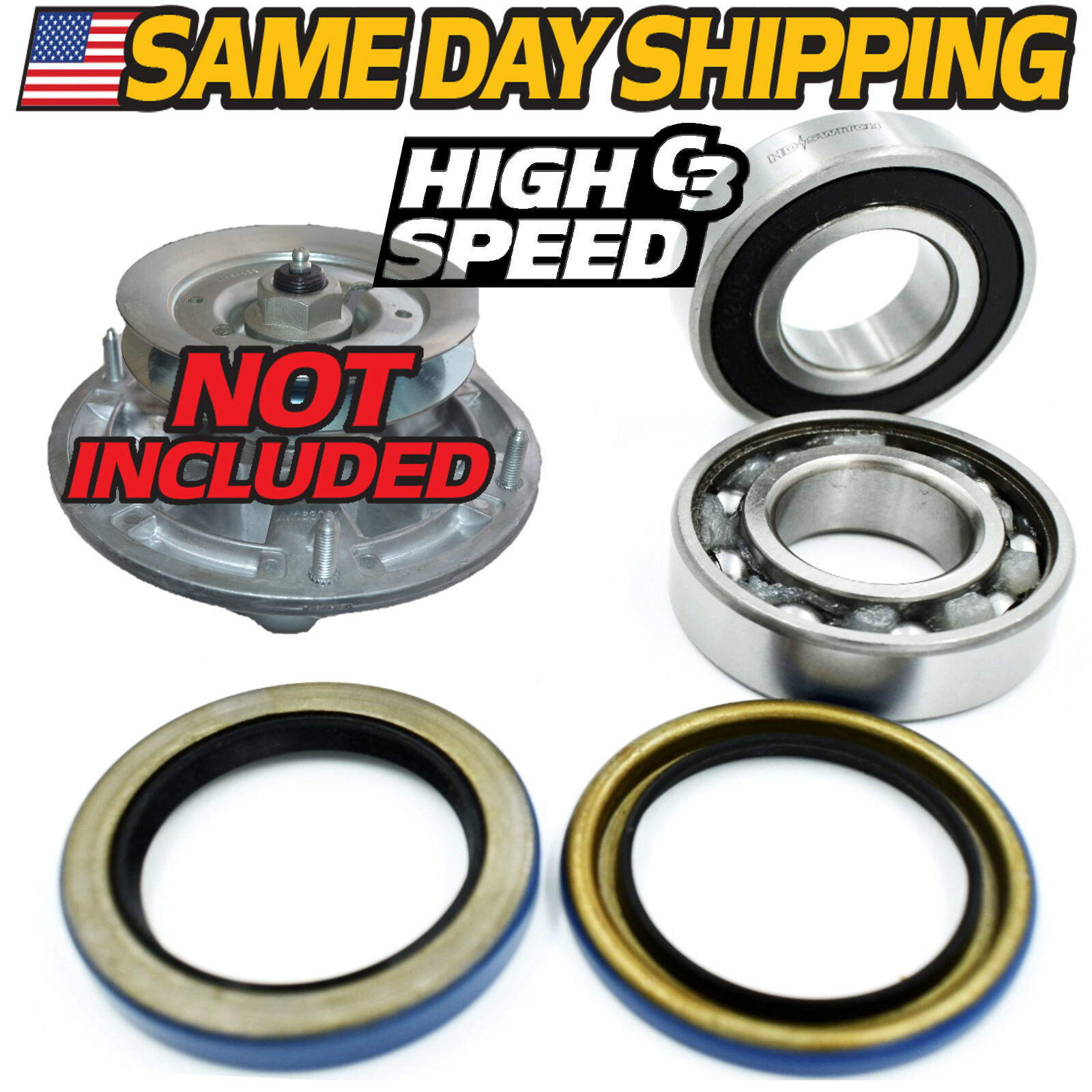 Spindle Rebuild Kit For John Deere M169375 /w Upper & Lower Bearings ...