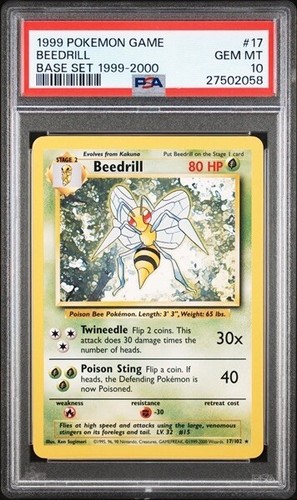 PSA 10 Beedrill 17/102 Base Set Pokemon Card 1999-2000 4th Print | eBay