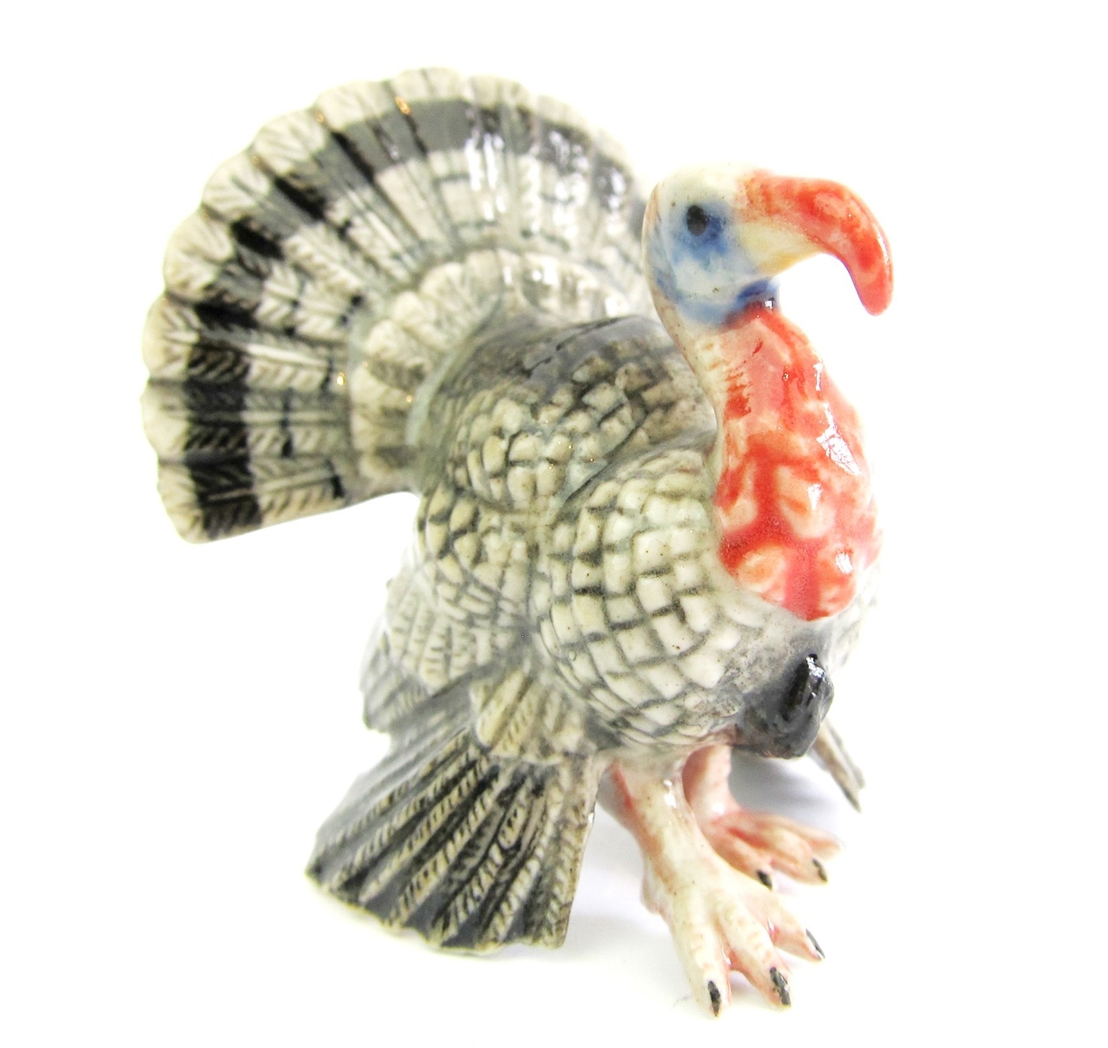 Miniature Ceramic Hand Painted Figurine - Turkey - Grey | eBay