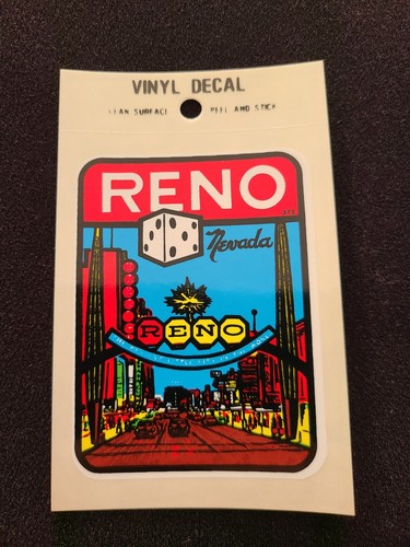 Reno, Nevada Vintage Travel Souvenir Decal / Window Sticker - Free ...