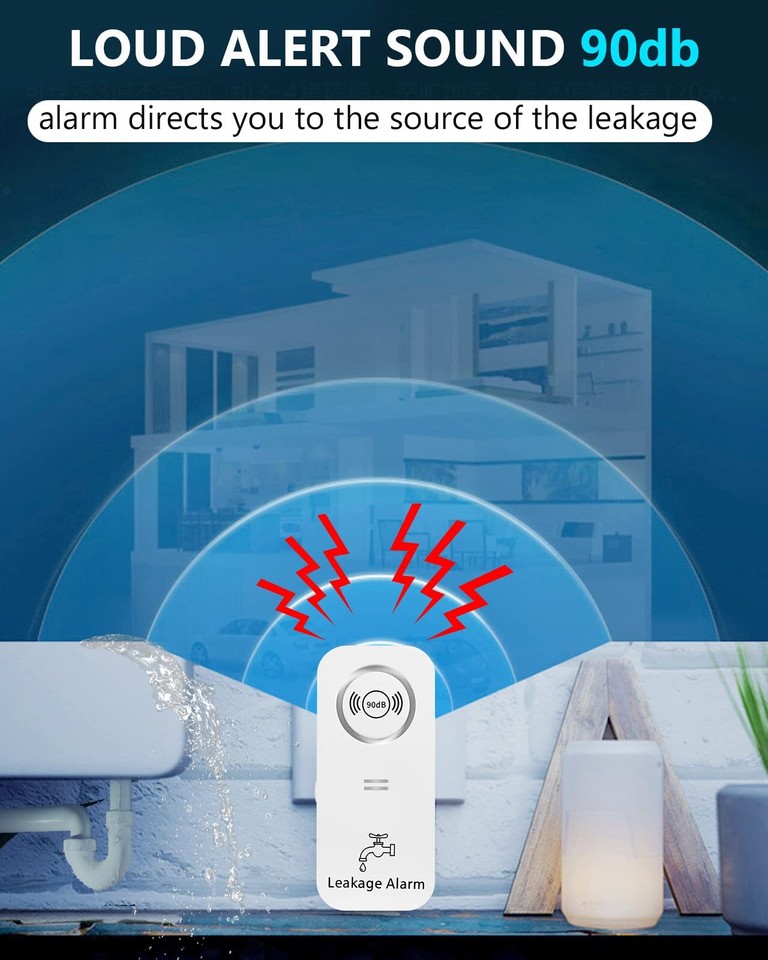 Wireless Water Detectors Battery Operated Leak Alert Water Leak Alarm ...