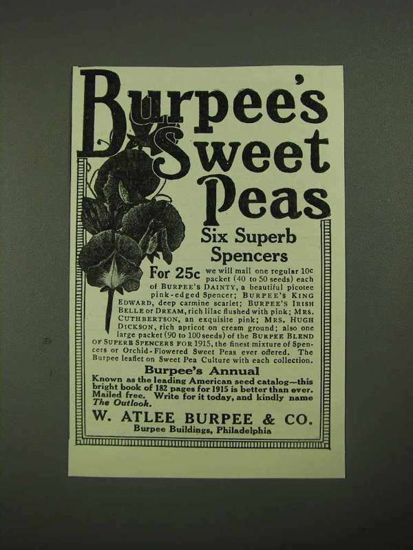 1915 Burpee Seeds Ad - Burpee's Sweet Peas | eBay