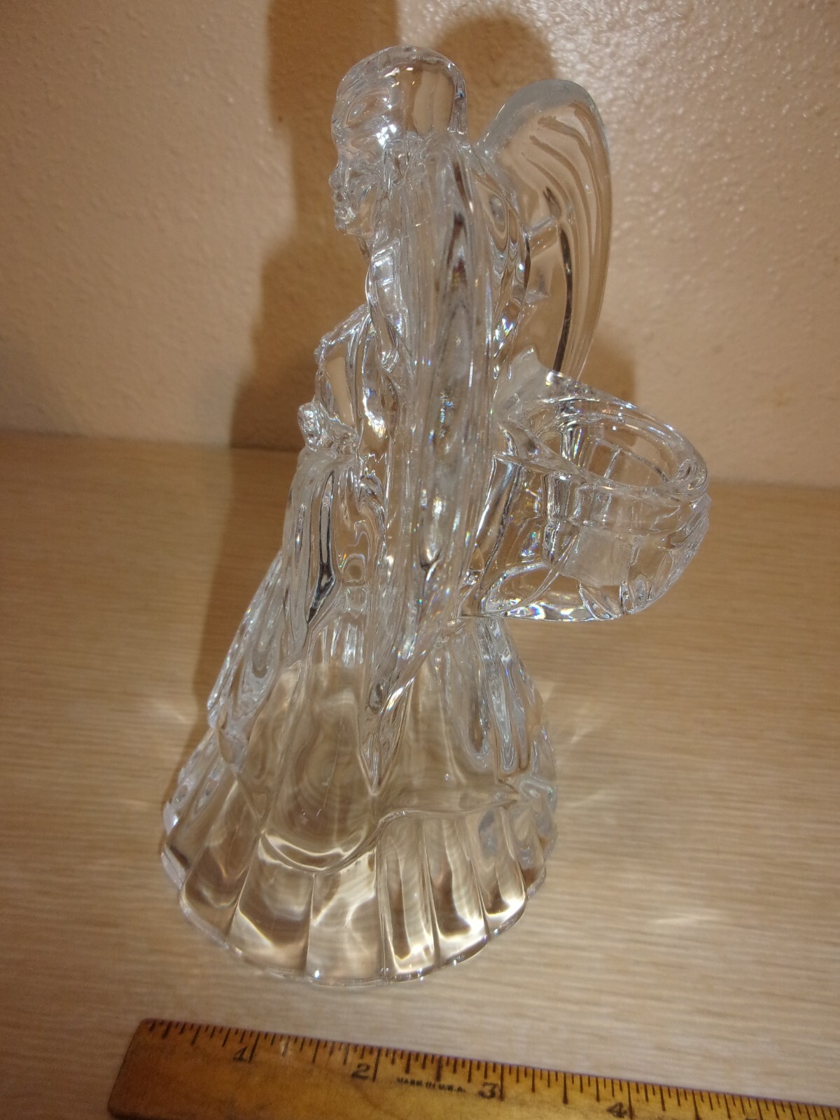 CLEAR GLASS ANGEL CANDLE HOLDER | eBay