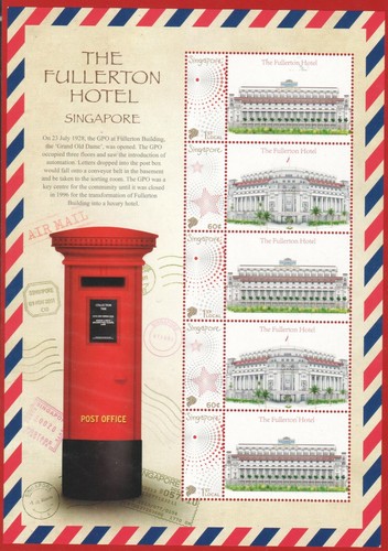SINGAPORE 2020 THE FULLERTON HOTEL COLLECTION MYSTAMP SOUVENIR SHEET OF ...